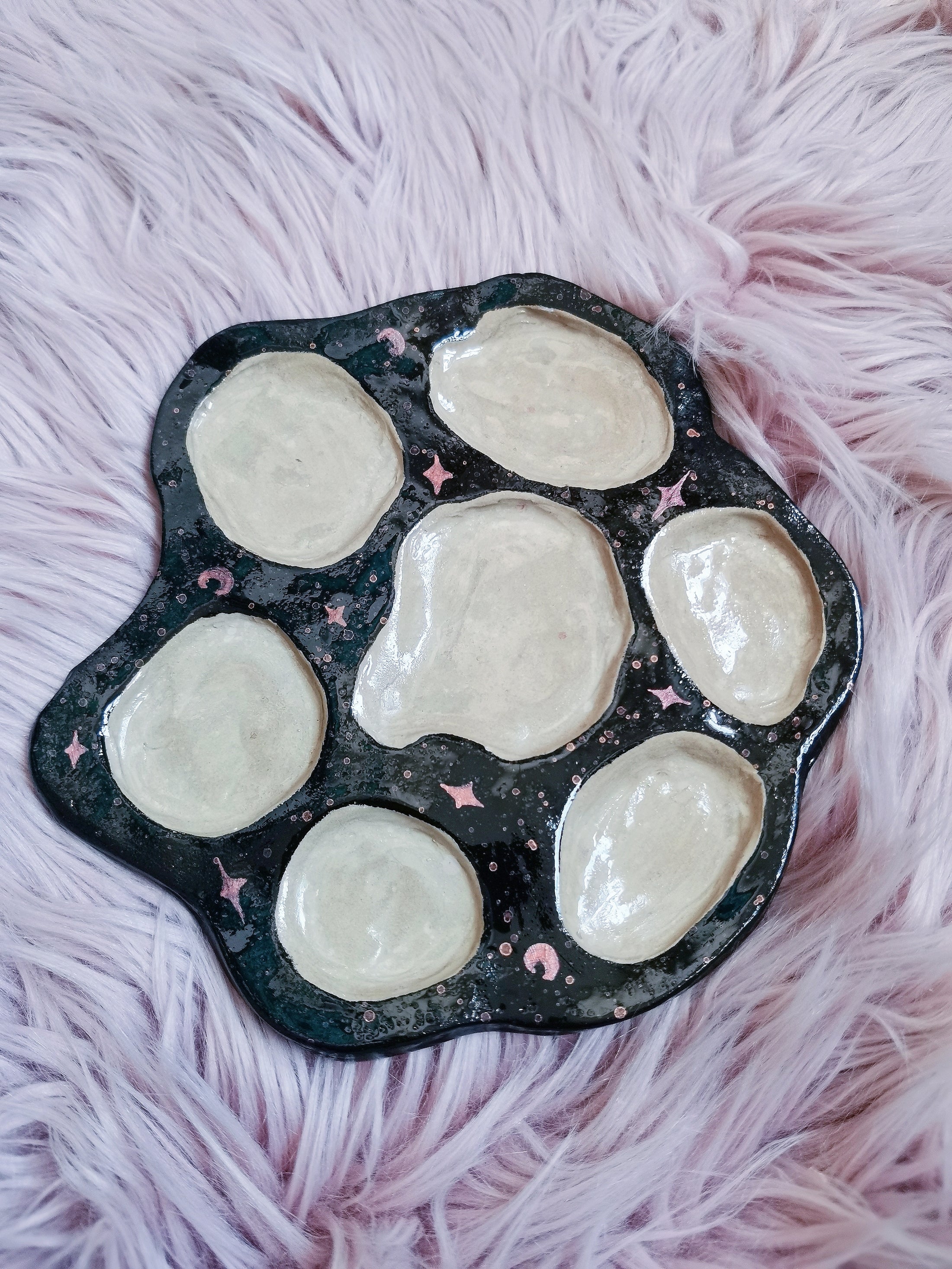 Création en argile "Flower Moon" palette d'artiste fait main ...